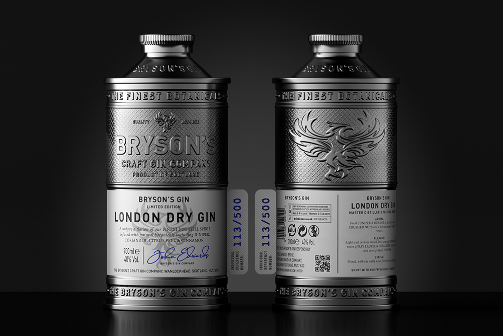 » Bryson’s Gin – Metal Packaging by Bombcrater Design